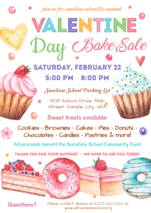 Valentine Bake Sale Flyer Template | PosterMyWall