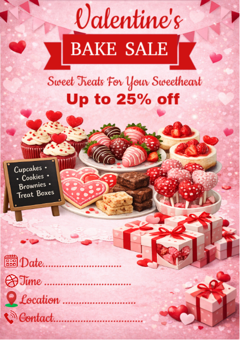 Valentine bake sale flyer Template | PosterMyWall