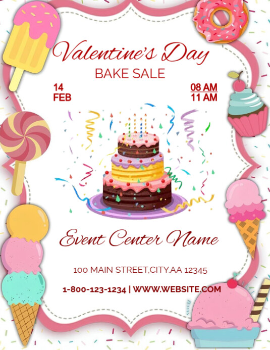 Valentine Bake Sale Flyer Template | PosterMyWall