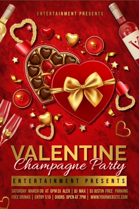 Valentine champagne party Template | PosterMyWall
