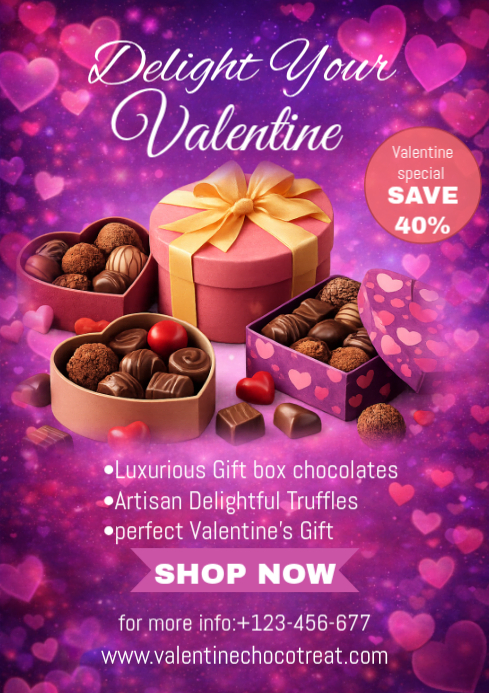 Valentine's Day Chocolates A4 Template | PosterMyWall