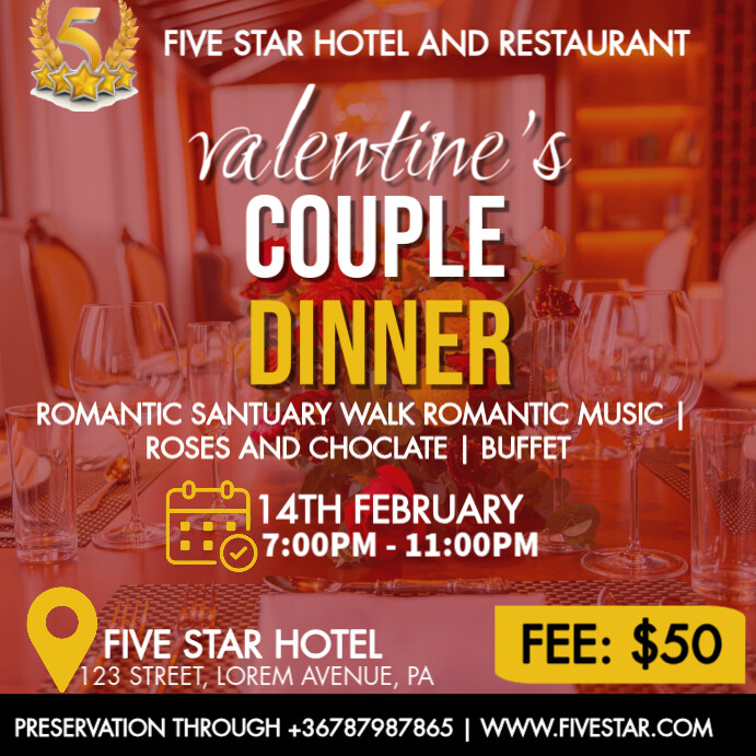 Valentine Couple's Dinner Template | PosterMyWall
