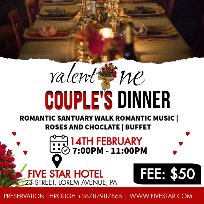 Valentine Couple's Dinner Template | PosterMyWall