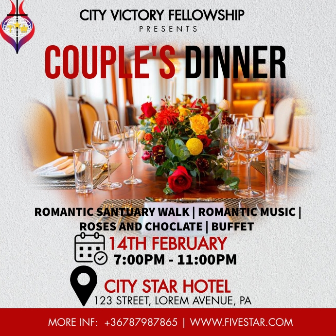 Valentine Couple's Dinner Template | PosterMyWall