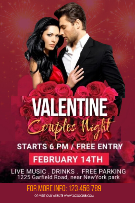 Valentine Couple Night Party Poster Template | PosterMyWall