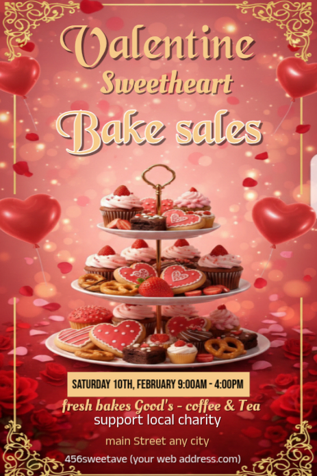 Valentine day bake sales flyer Template | PosterMyWall