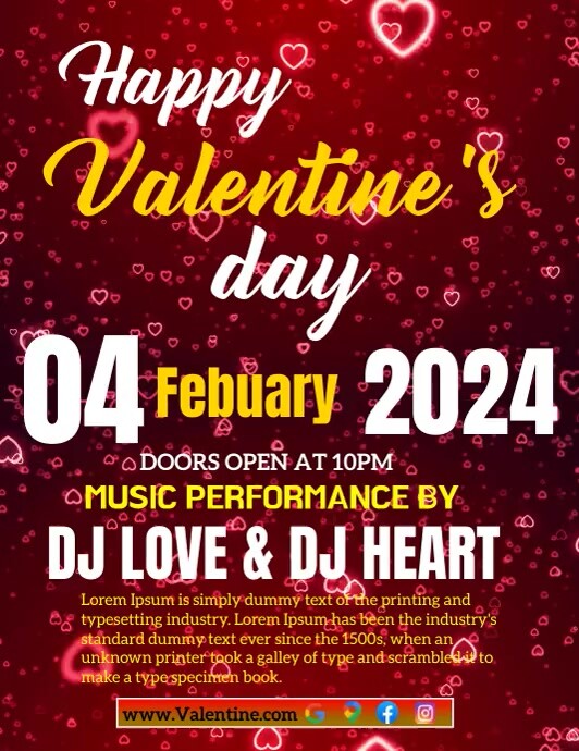 valentine day flyer, Valentine Party Invitati Template | PosterMyWall