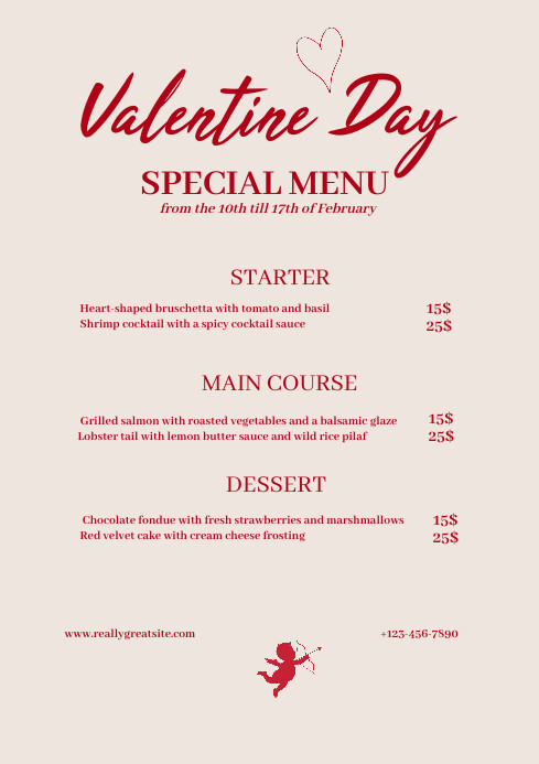 Valentine Day Menu Template | PosterMyWall