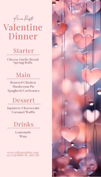 Valentine Day Menu Template | PosterMyWall