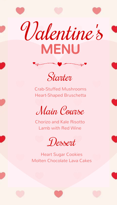 Valentine Day Menu Template | PosterMyWall