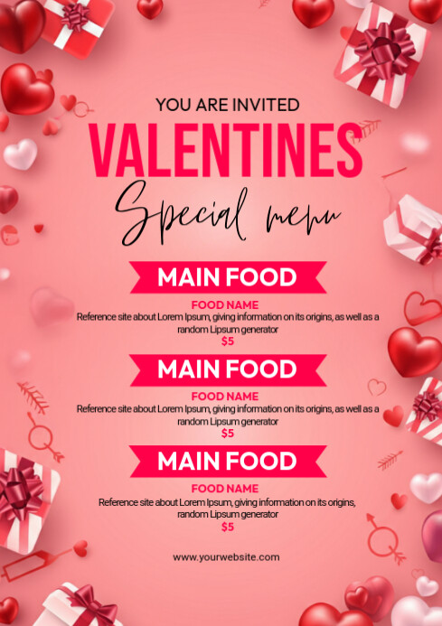 Valentine day menu template | PosterMyWall