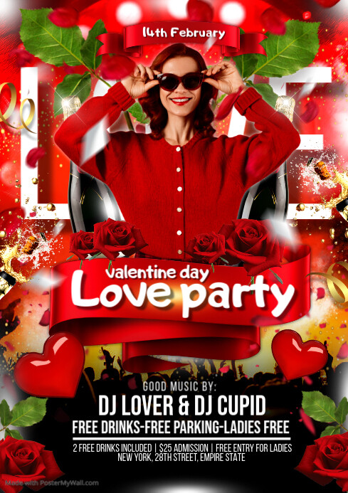 VALENTINE DAY PARTY Template | PosterMyWall