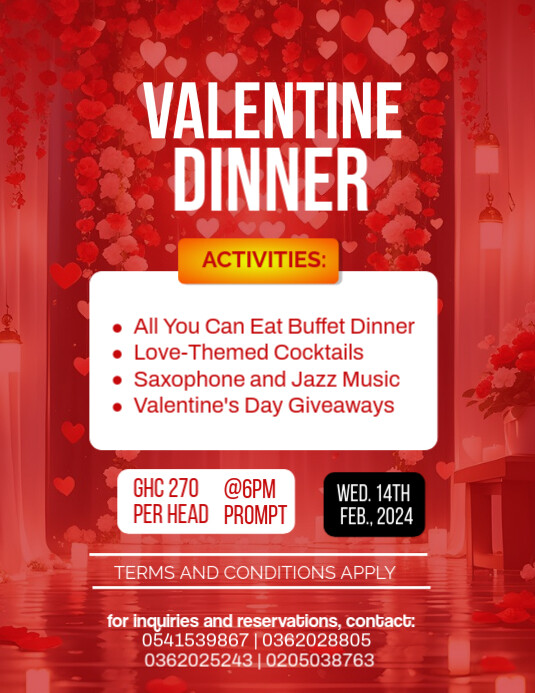 valentine dinner flyer Template | PosterMyWall