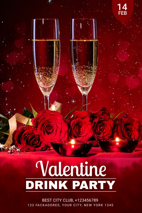Valentine Drink Party Poster Template | PosterMyWall