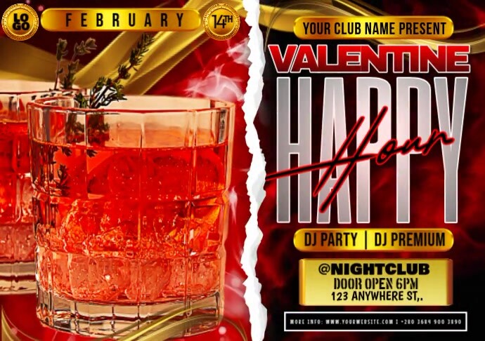 Valentine happy Hour Template | PosterMyWall