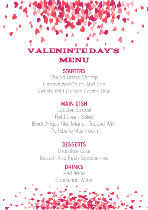Copy of Valentine hearts menu card design | PosterMyWall