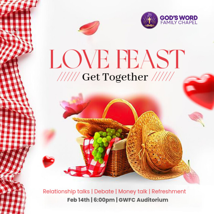 valentine love feast church flyer Template | PosterMyWall