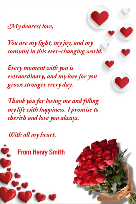 Valentine Love Letter Template | PosterMyWall