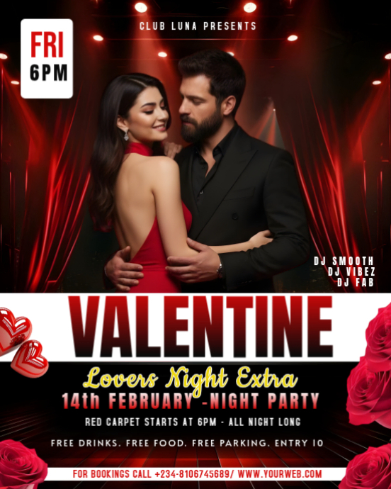 Plantilla de Valentine lovers night flyer | PosterMyWall