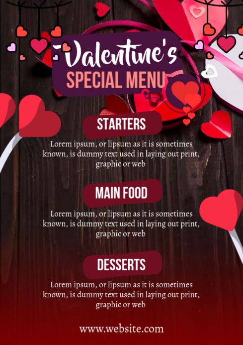 valentine menu, valentine special menu Template | PosterMyWall