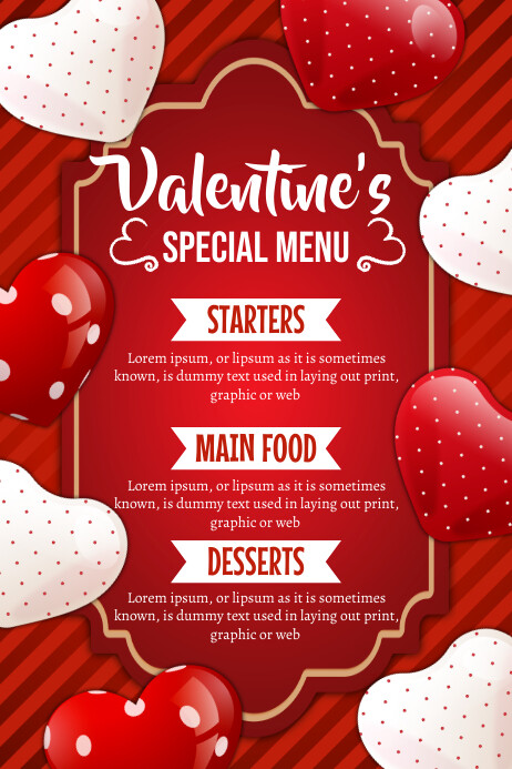 valentine menu, valentine special menu | PosterMyWall