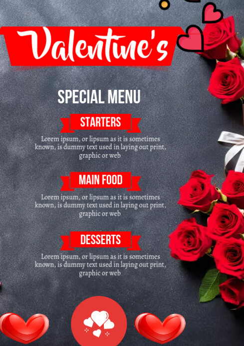 valentine menu, valentine special menu Templat | PosterMyWall