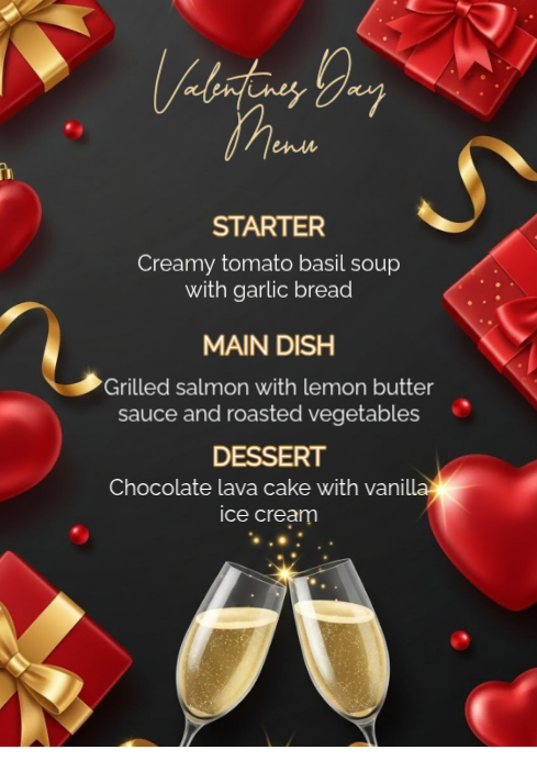 Valentine Menu card Template | PosterMyWall
