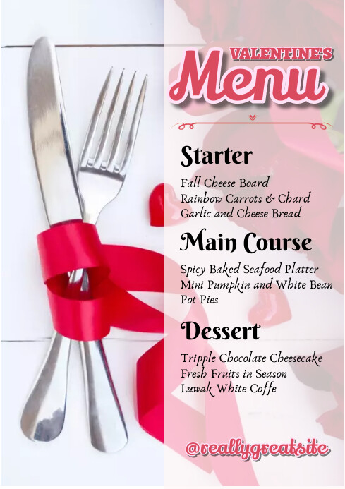Valentine Menu Template | PosterMyWall