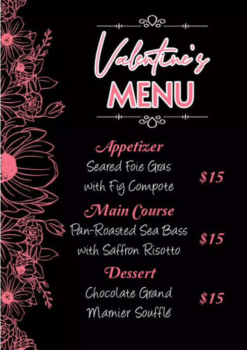 Valentine Menu Template | PosterMyWall