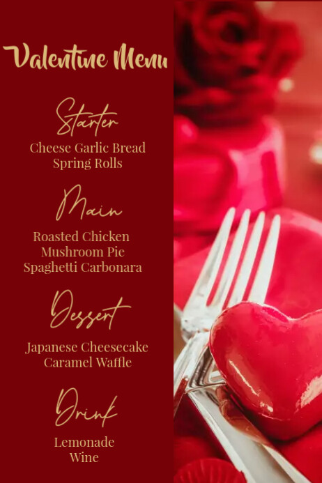 valentine menu poster Template | PosterMyWall