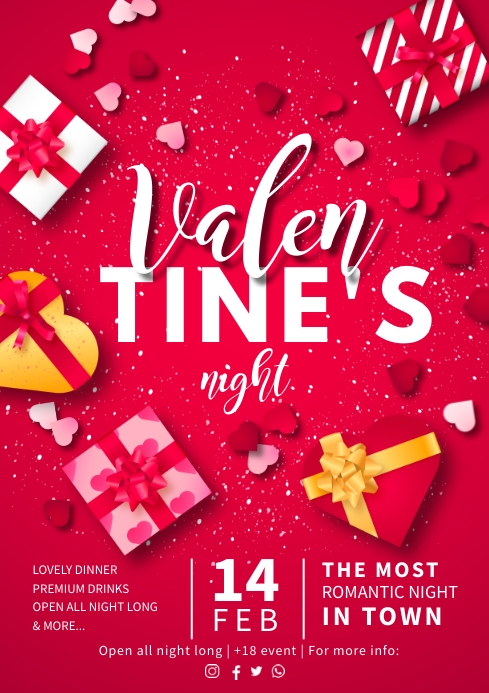 Plantilla de Valentine Night Invitation Poster | PosterMyWall