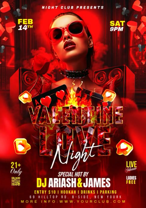 Plantilla de Valentine Night party | PosterMyWall