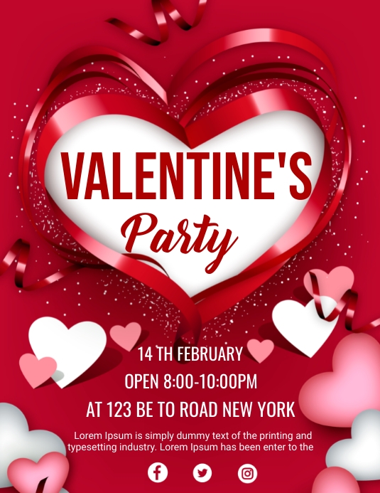 Cartas De Fiesta De San Valentin Folleto De Plantilla De Flyer De