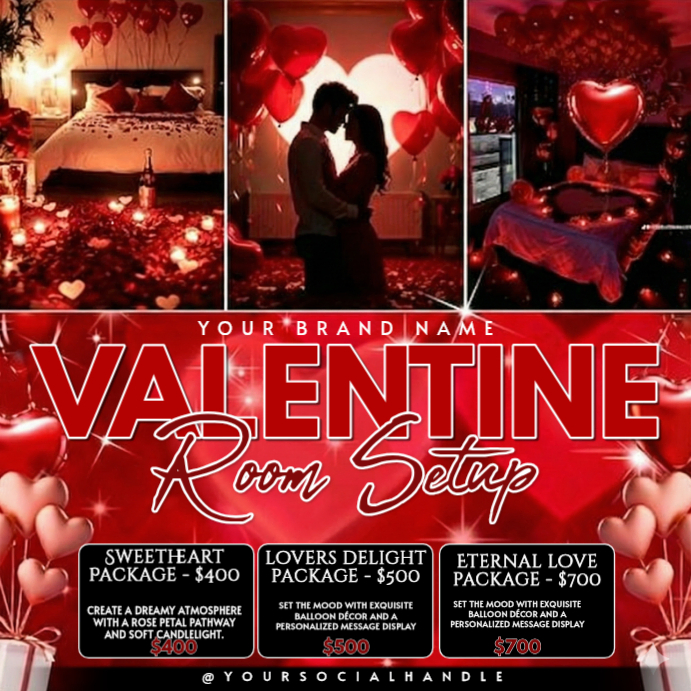 Plantilla de Valentine Room Setup Flyer Template | Romantic Surprise ...