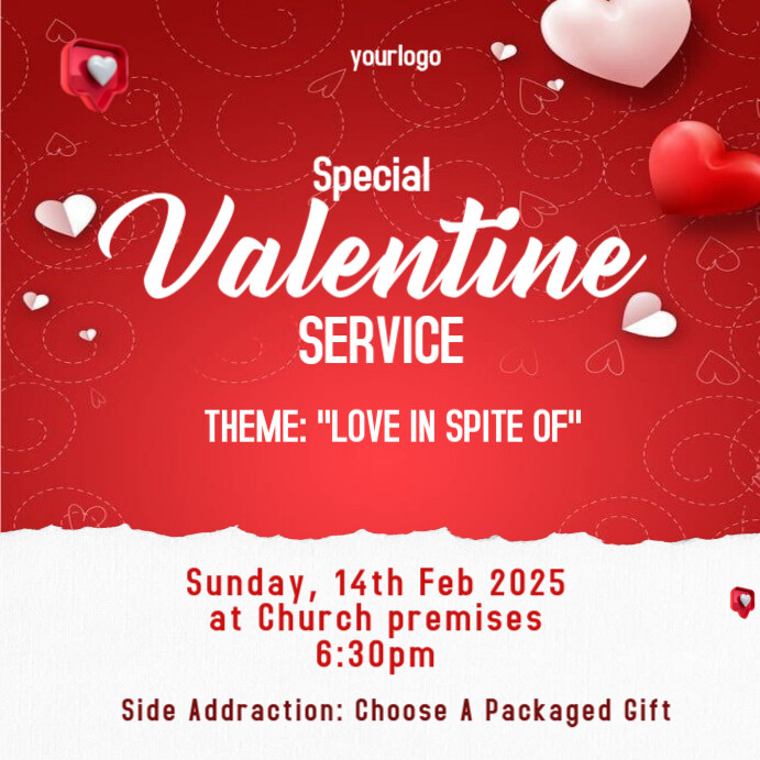 Valentine service flyer Template | PosterMyWall