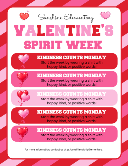 Valentine Spirit Week Flyer Template | PosterMyWall