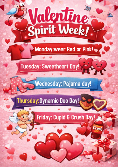 Valentine spirit week flyer Template | PosterMyWall
