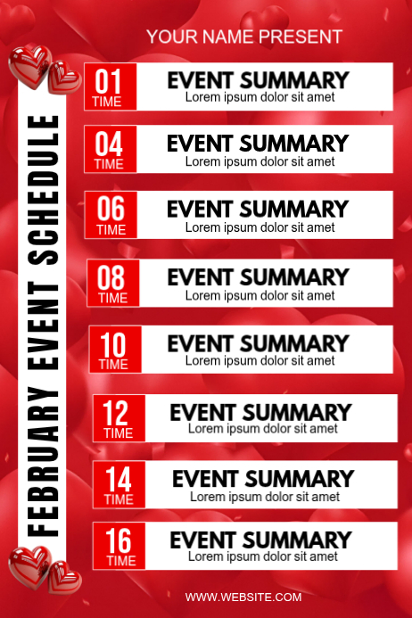 Plantilla de Valentine-themed event schedule poster | PosterMyWall