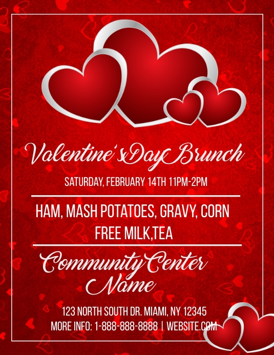 Valentines Brunch Menu Template | PosterMyWall