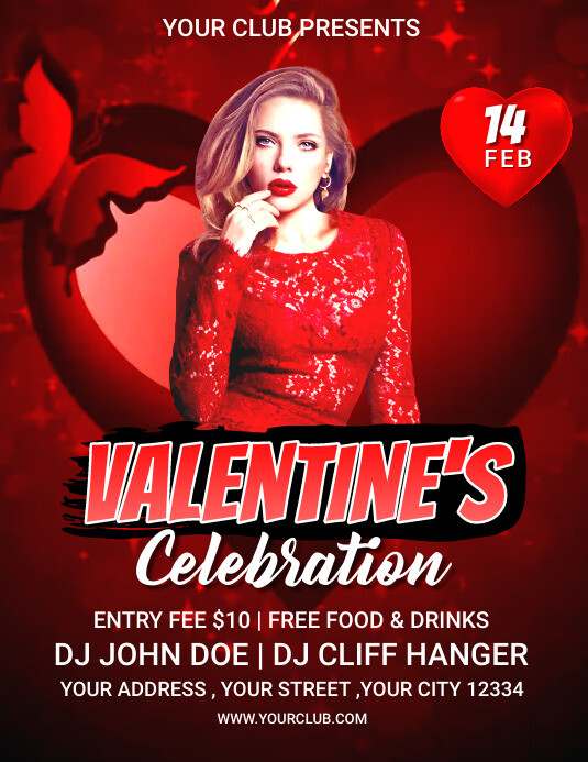 valentines celebration night party flyer Template | PosterMyWall