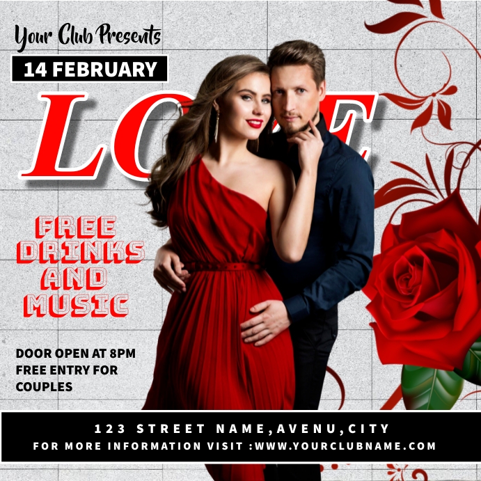 Valentines Couple Night Party Template | PosterMyWall
