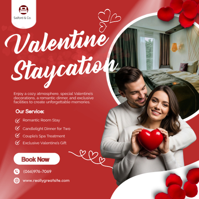 Plantilla de Valentines Couple Staycation | PosterMyWall