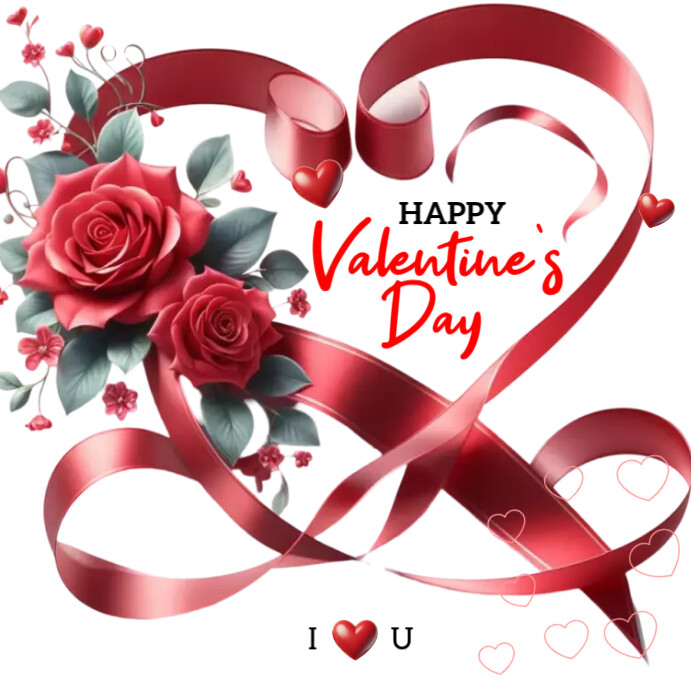 Valentines day beautiful floral ribbon Template | PosterMyWall