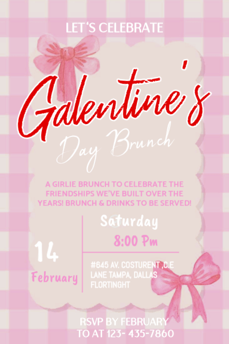 Valentines day brounch party temple flayer editablet celebration desing ...