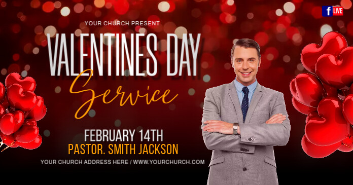 Valentines Day Church Service Poster Template | PosterMyWall