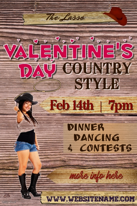Copy of Valentines Day Country Style Poster Template | PosterMyWall