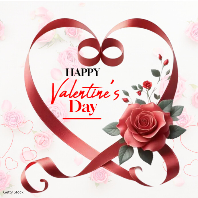 Valentines day cute HEART RIBBON Template | PosterMyWall