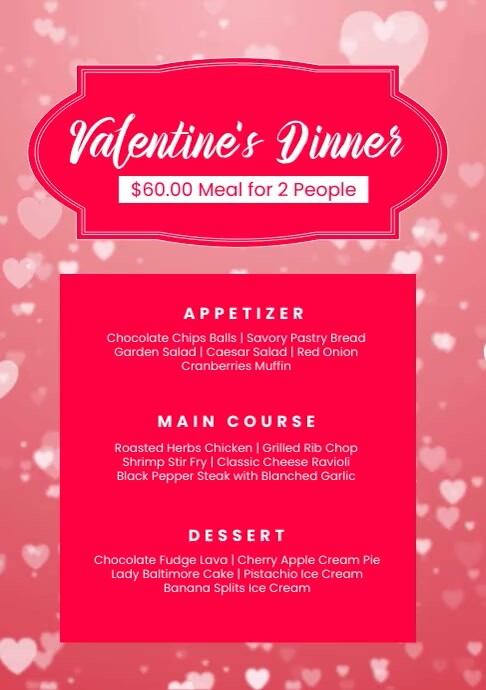 Valentines Day Dinner Template | PosterMyWall