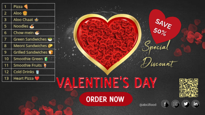 Valentines Day Fast Food Discount Digital Display (16:9) Template ...