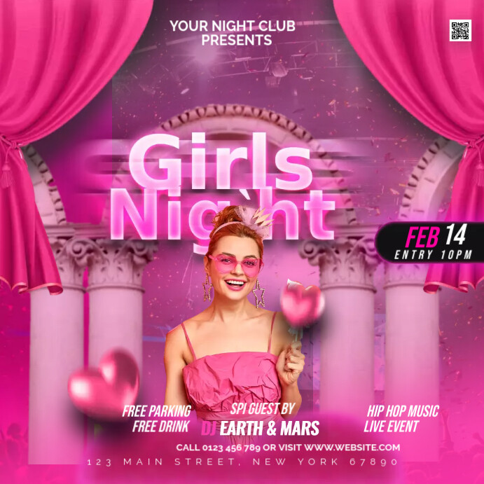 Valentines Day Girl Night Out Template | PosterMyWall